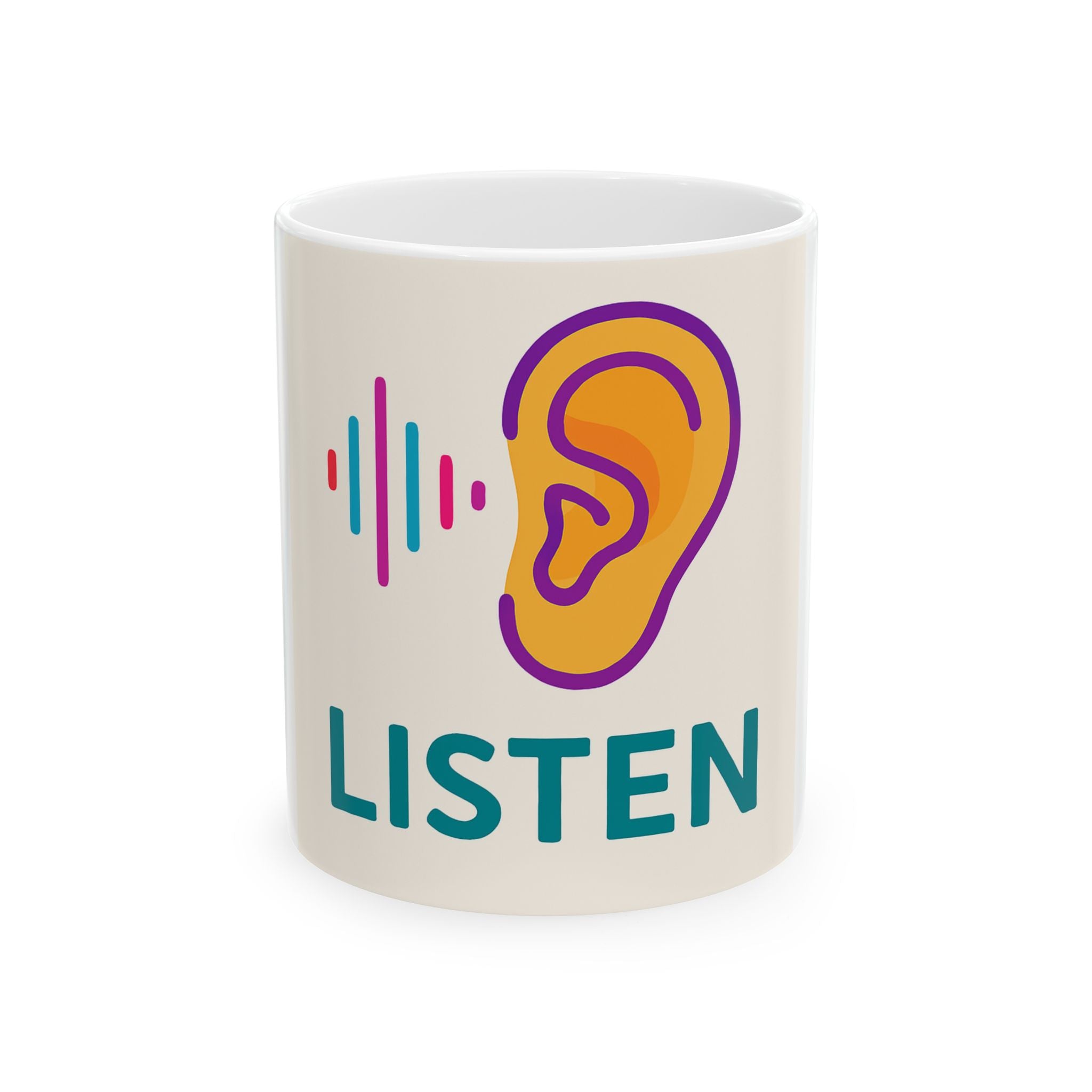 Listen Mug — Ear Graphic Coffee Cup for Mindful Communication (11oz ...